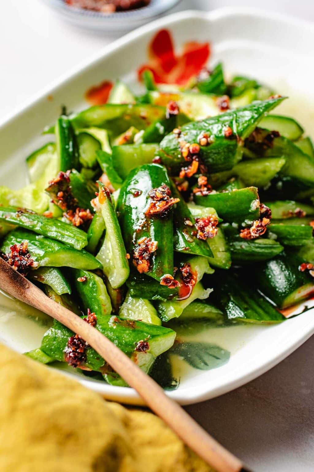 Chinese Smashed Cucumber Salad (chili garlic vinegar dressing)