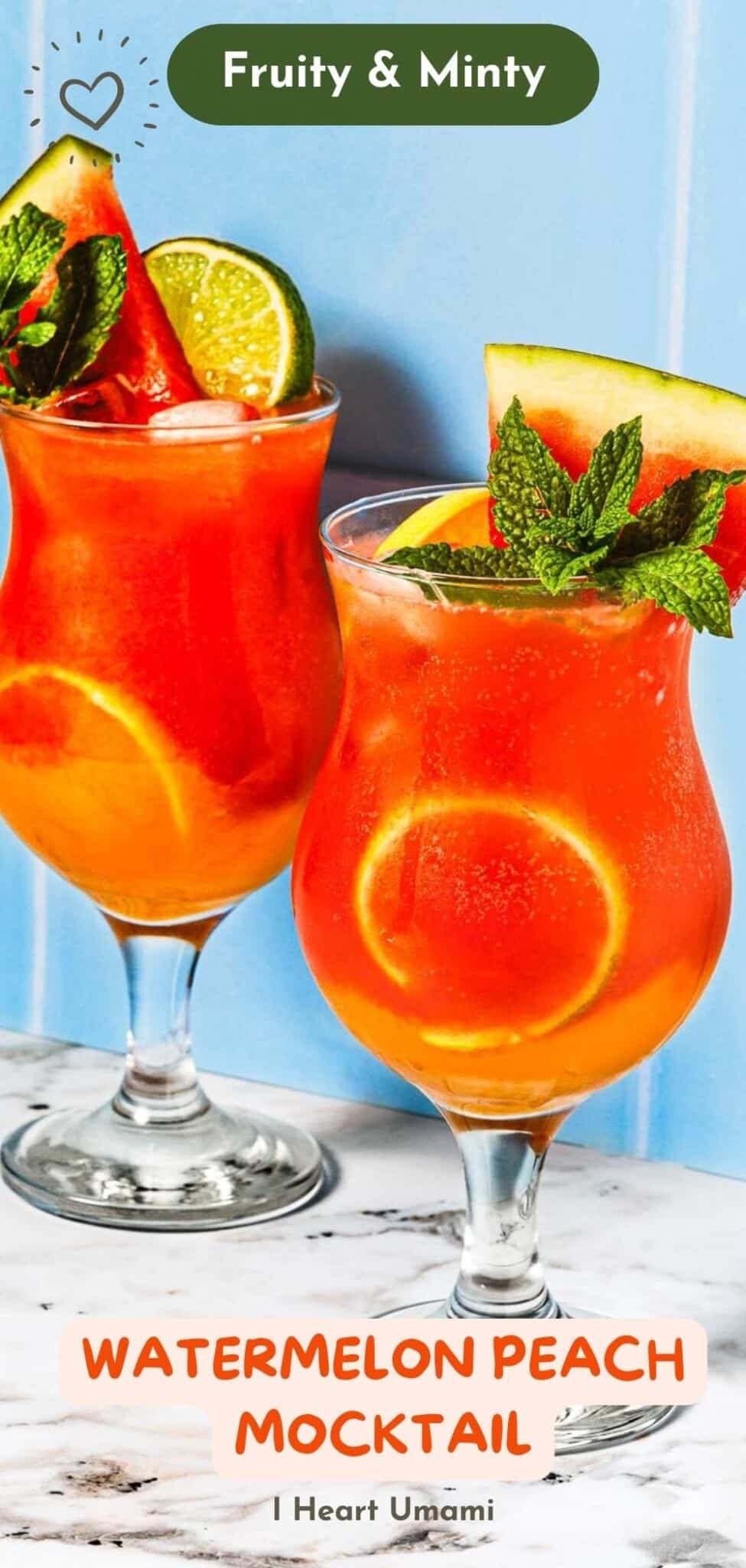 Watermelon Peach Mocktail (5-ingredients) | I Heart Umami®