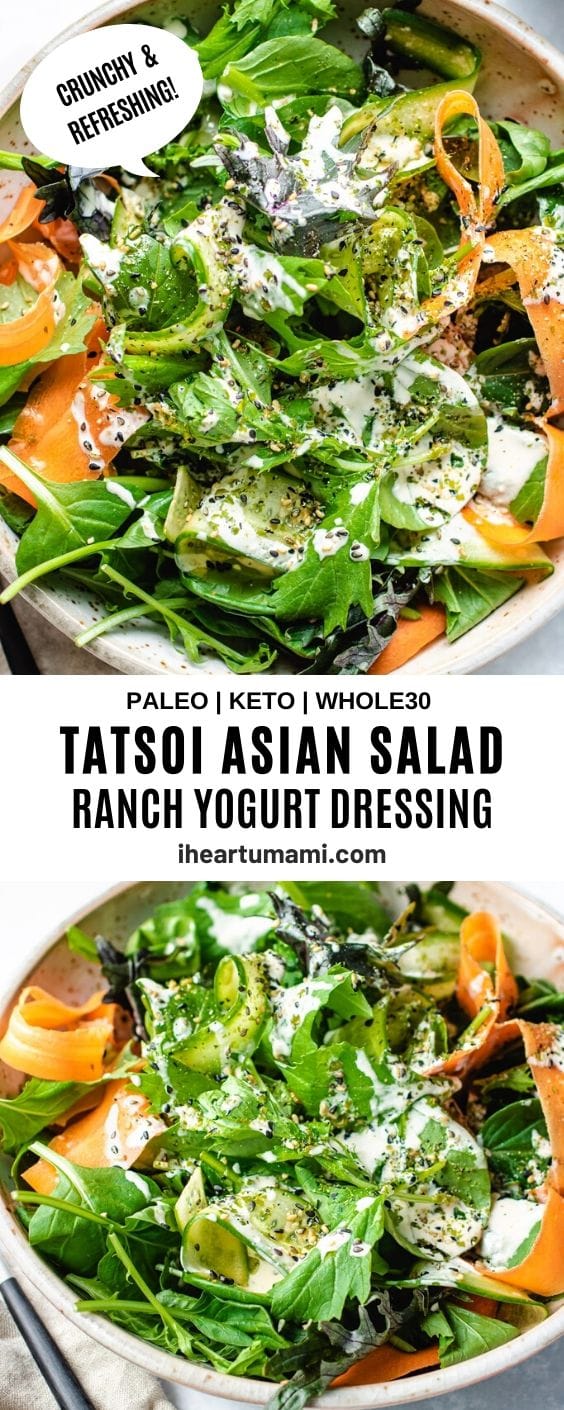 Tatsoi Salad with Ranch Yogurt Dressing| I Heart Umami®