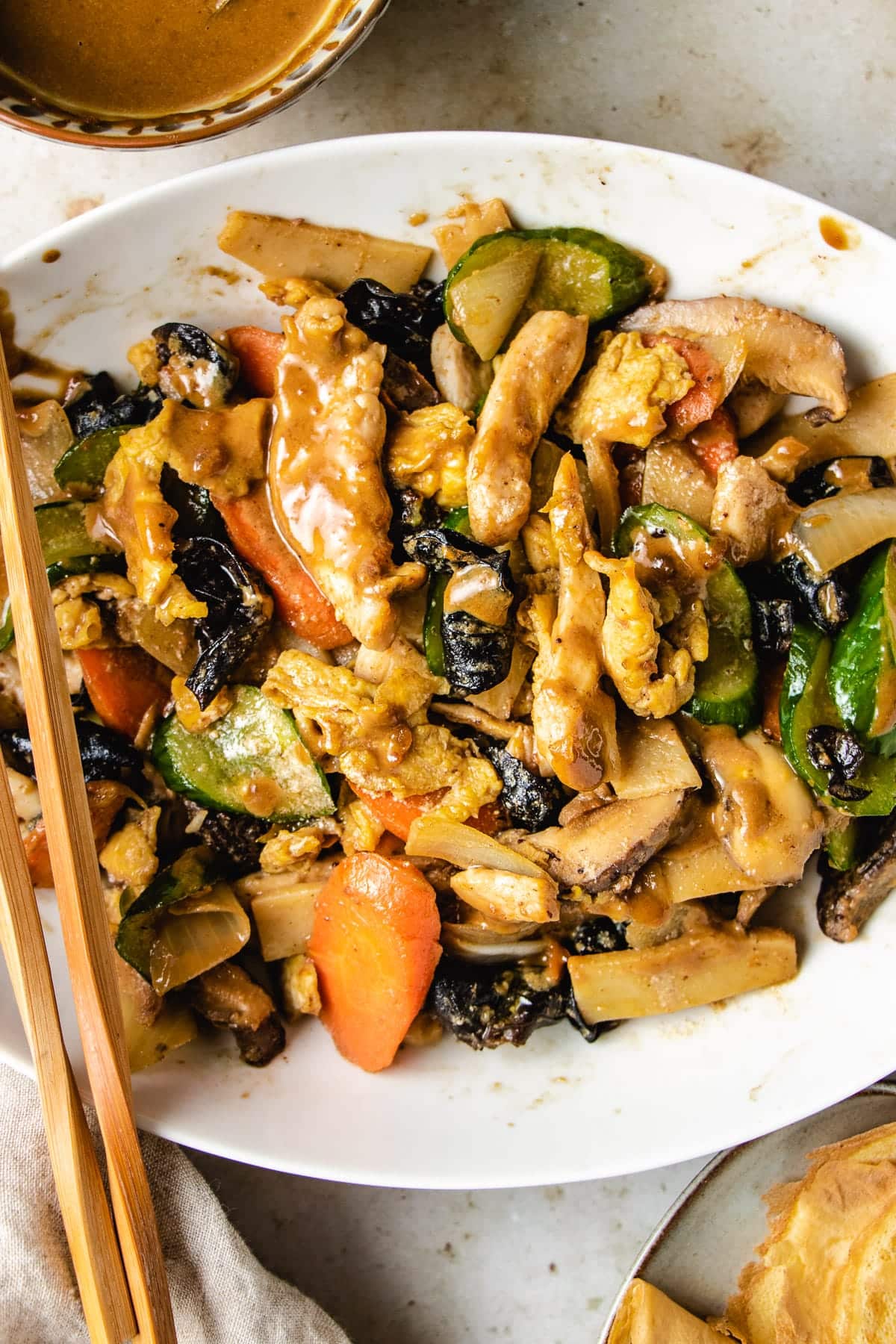 Moo Shu Chicken with Low Carb Pancakes | I Heart Umami®
