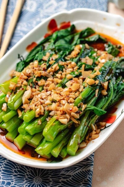 Yu Choy With Garlic Sauce (easy blanched) | I Heart Umami®