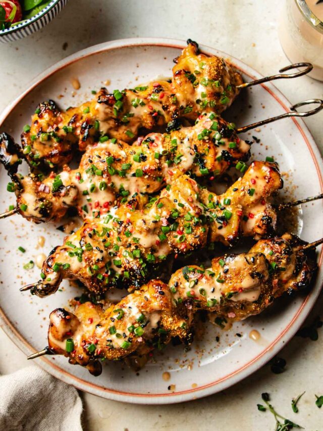 Air fryer bang bang chicken skewers | I Heart Umami®
