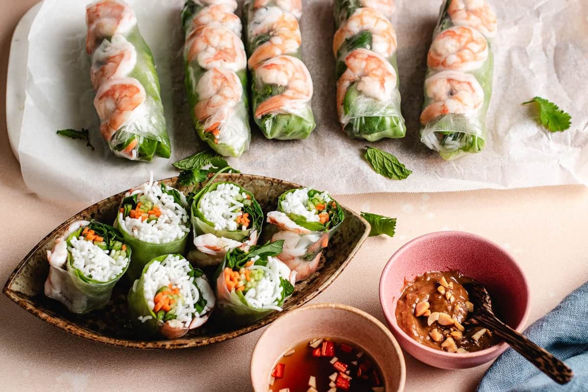 Shrimp Summer Rolls with Peanut Dipping Sauce | I Heart Umami®