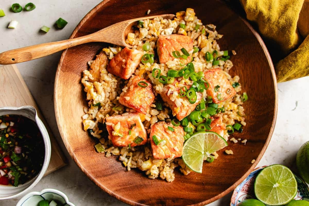 Salmon Fried Rice (with Thai chili sauce) | I Heart Umami®