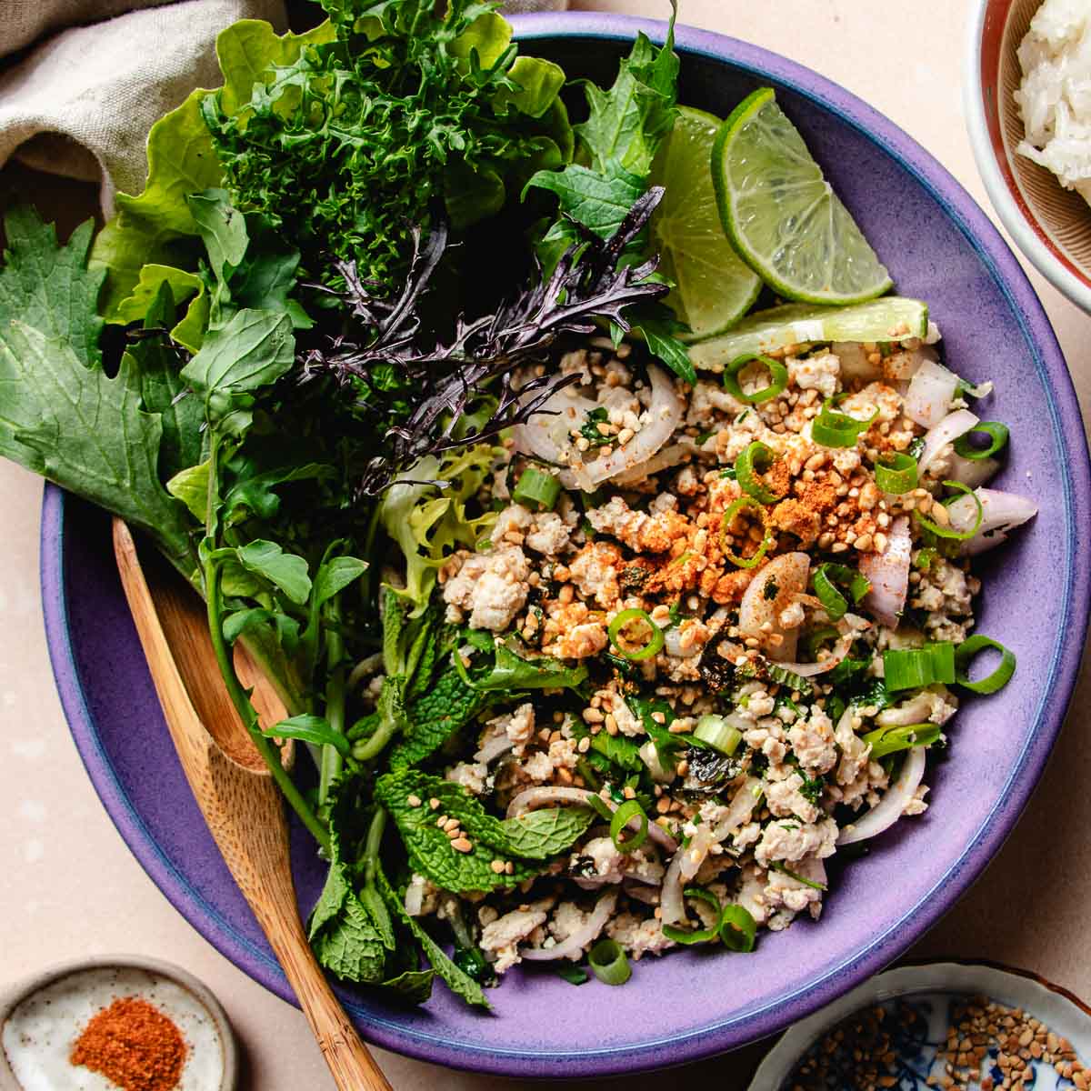 Thai Chicken Larb (Laab Gai Salad) | I Heart Umami®
