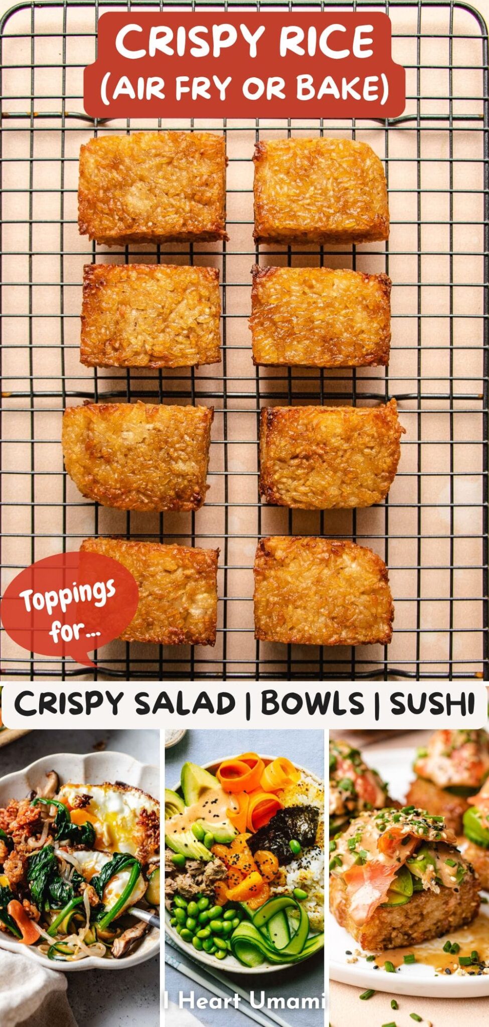 Crispy Rice (2 ways: rice squares & crunchy grains) | I Heart Umami®